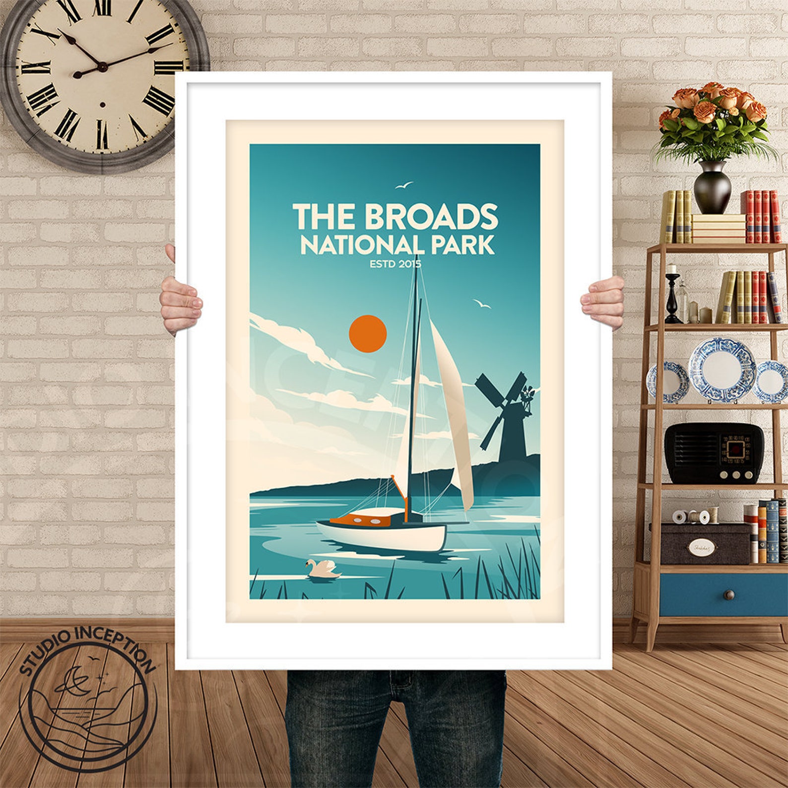 The Broads Print, the Broads National Park Poster Established Edition ...