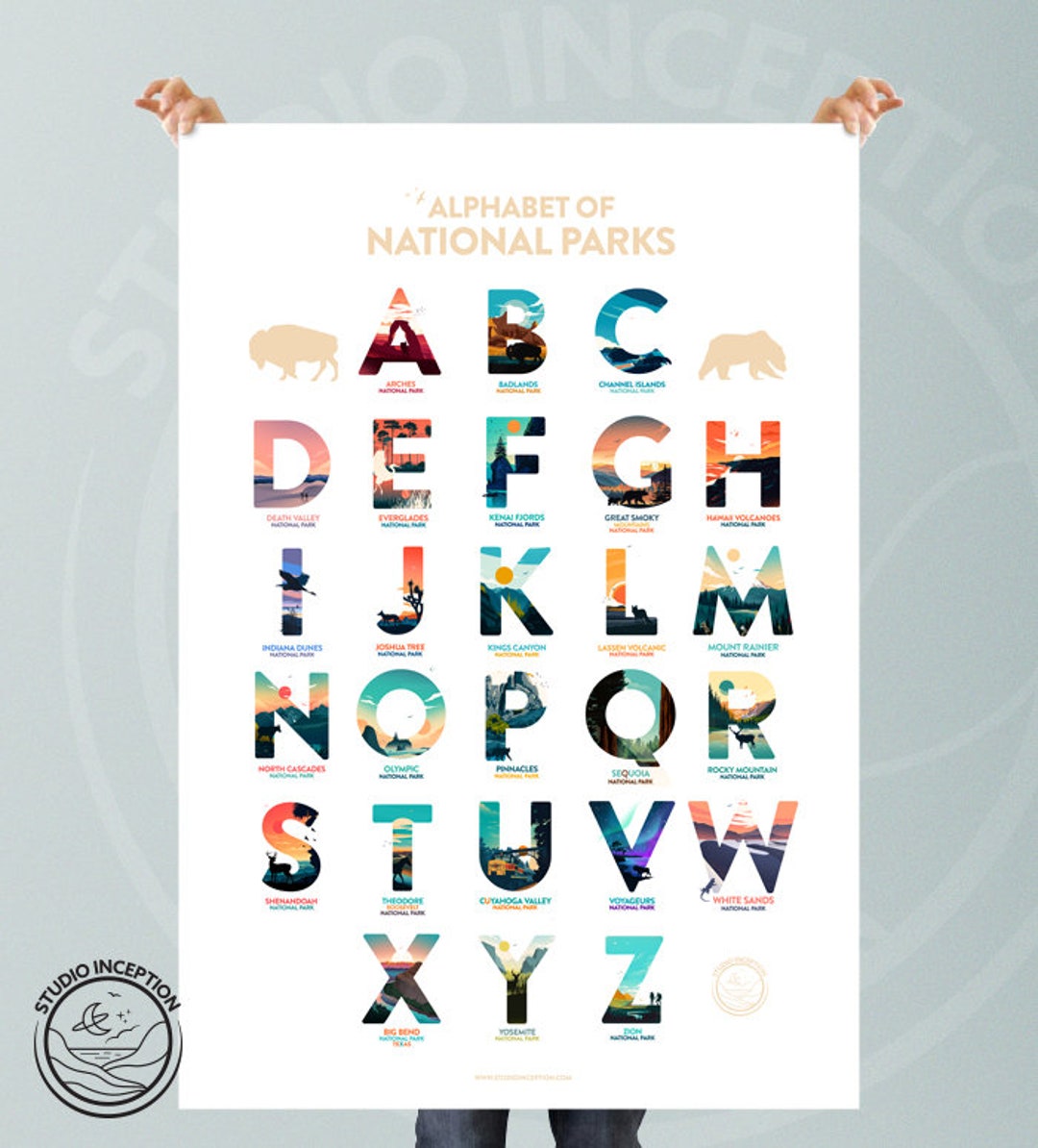 Nursery Print National Park Alphabet Print With White Background - Etsy