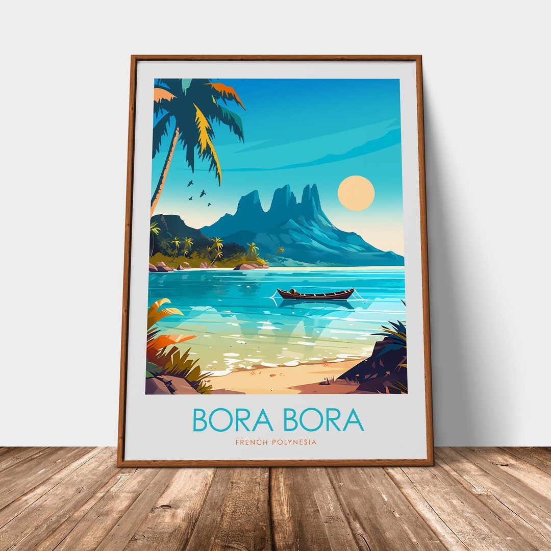Bora Bora Minimal Print Tahiti Poster Print, French Polynesia Travel ...