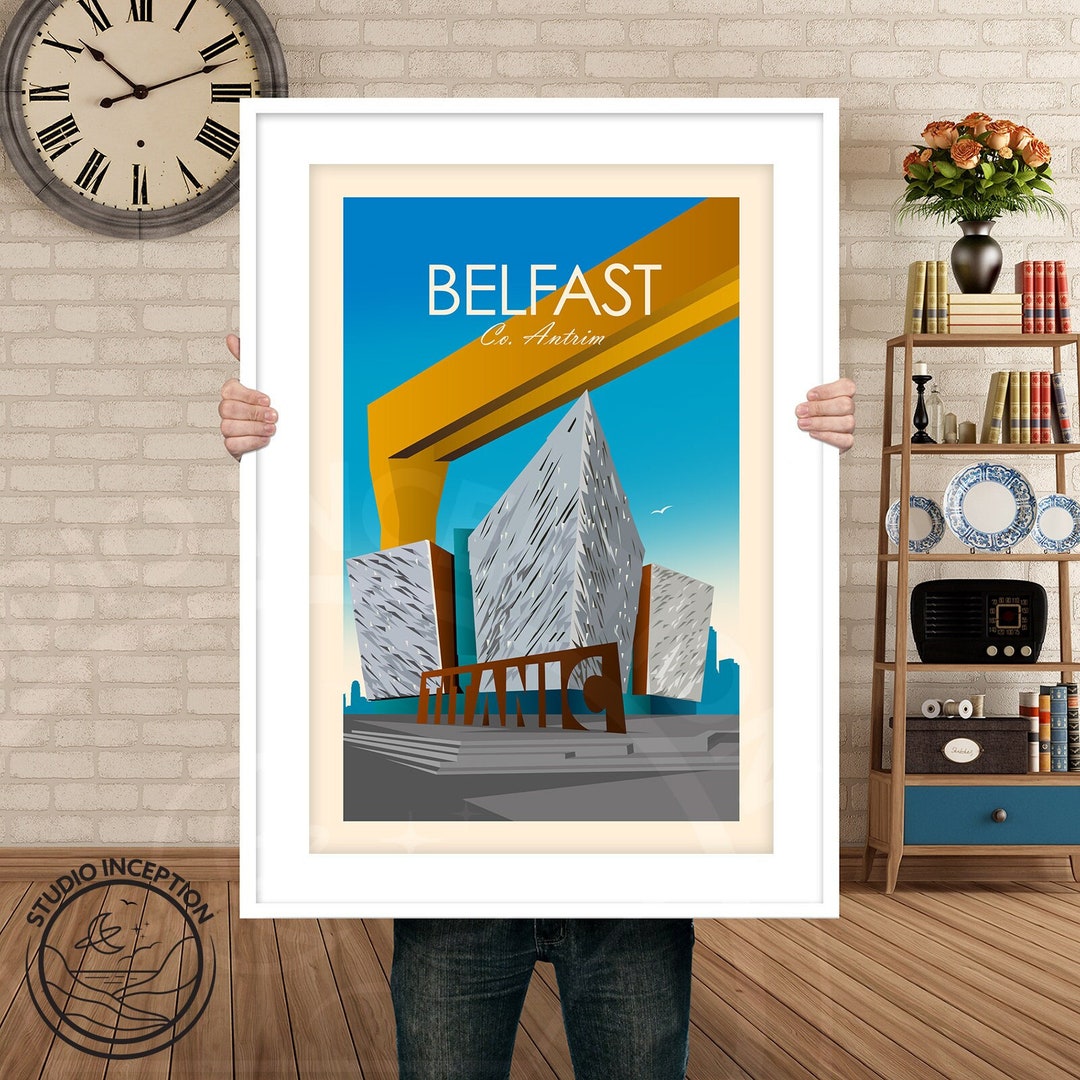 Belfast Travel Print, Titanic Belfast, Harland and Wolff Poster ...