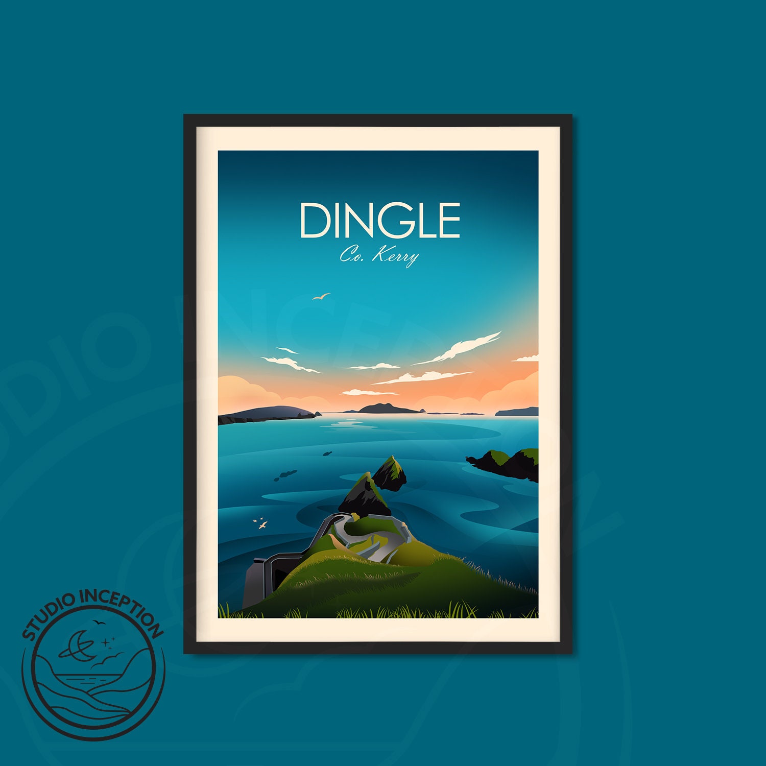 Dingle Co Kerry Travel Poster Print in Traditional Style by Studio ...