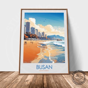 Busan South Korea Print, Busan Travel Poster, Travel Art of Busan Beach ...