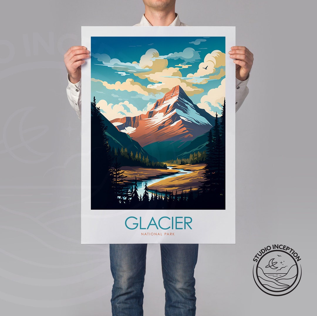 Glacier National Park Poster, Montana Travel Print, Travel Gifts, Wall ...