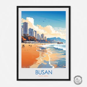 Busan South Korea Print, Busan Travel Poster, Travel Art of Busan Beach ...