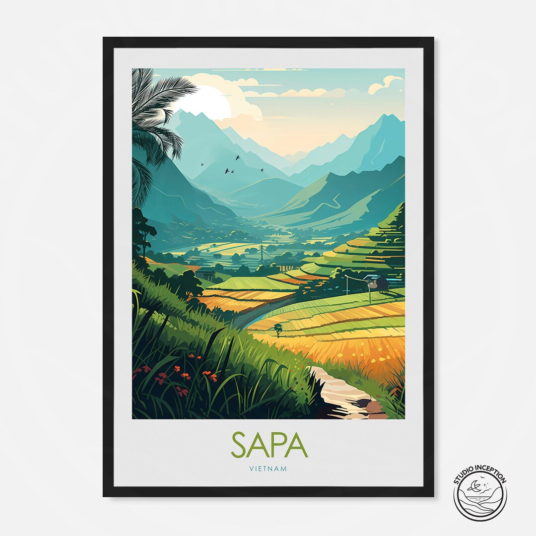 Sapa Minimal Travel Poster Print Sa Pa Poster Vietnam Gift Sapa Wall ...