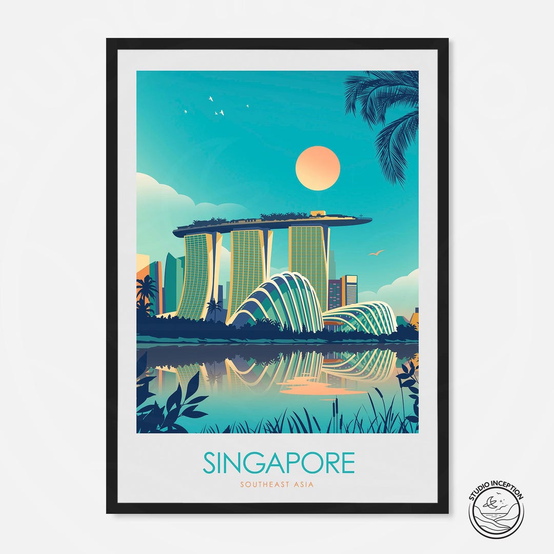 Singapore Print Southeast Asia Travel Poster - Etsy