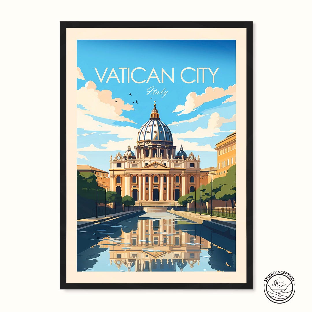 Vatican City Traditional Print Italy Travel Poster Home Decor Rome Gift ...