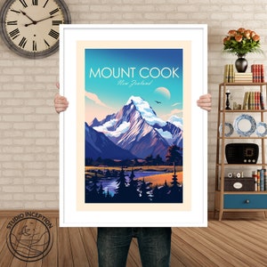 Mount Cook New Zealand Travel Print Poster Aoraki Wall Art - Etsy