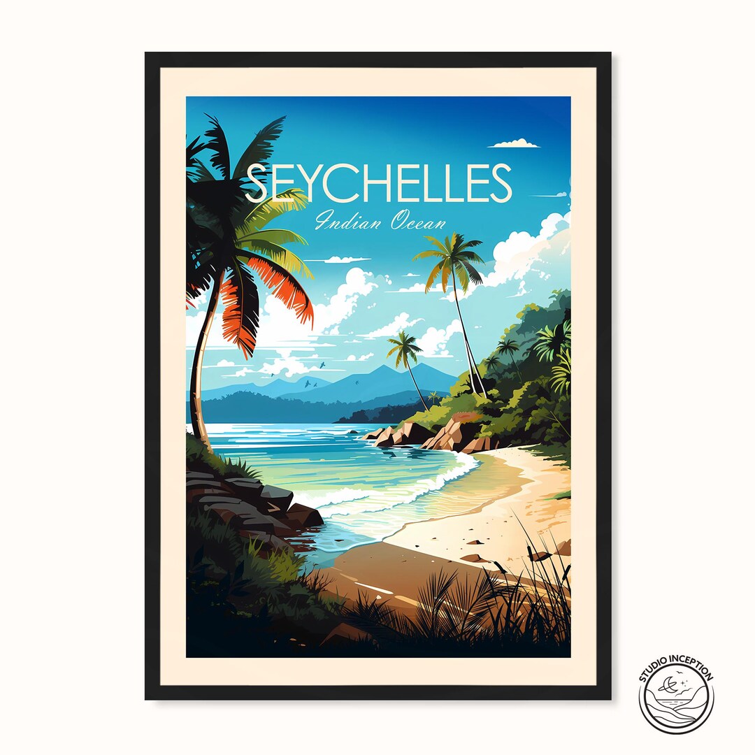 Seychelles Travel Print Wall Art Indian Ocean Wall Art Seychelles ...
