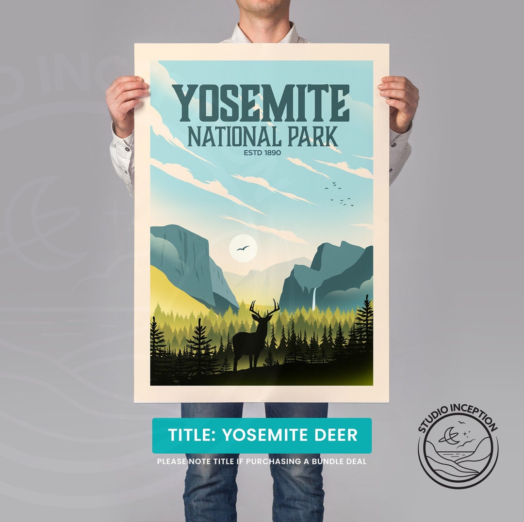 Yosemite Print Poster Established 1890 Edition, Yosemite National Park ...