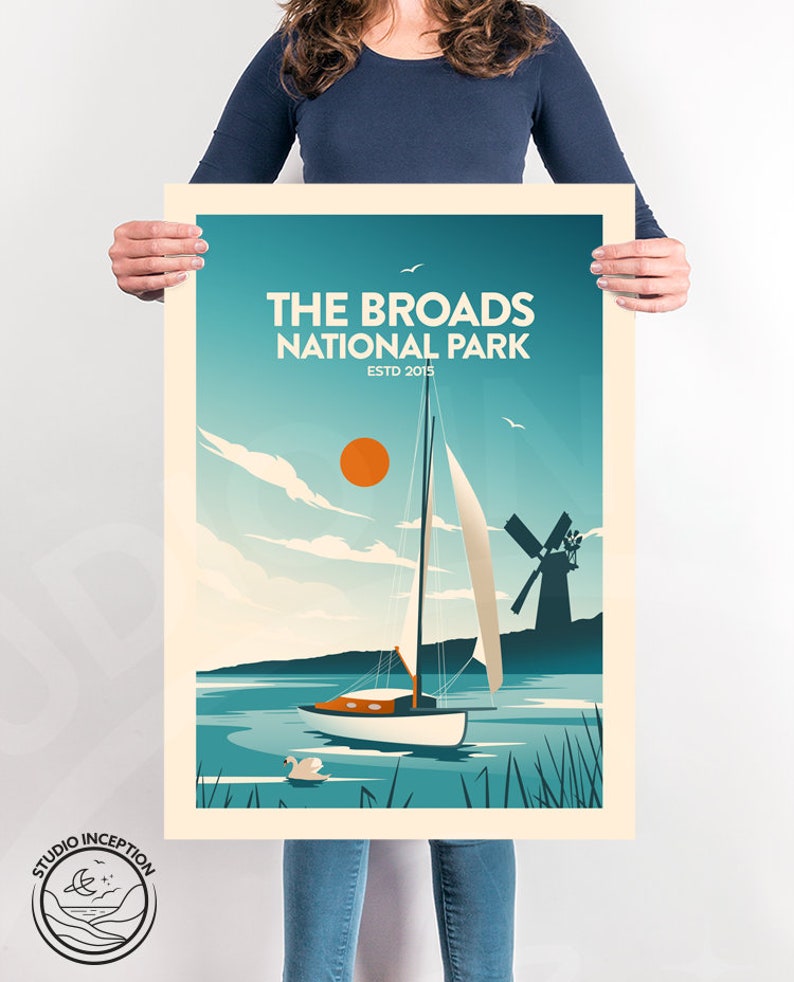 The Broads Print, the Broads National Park Poster Established Edition ...