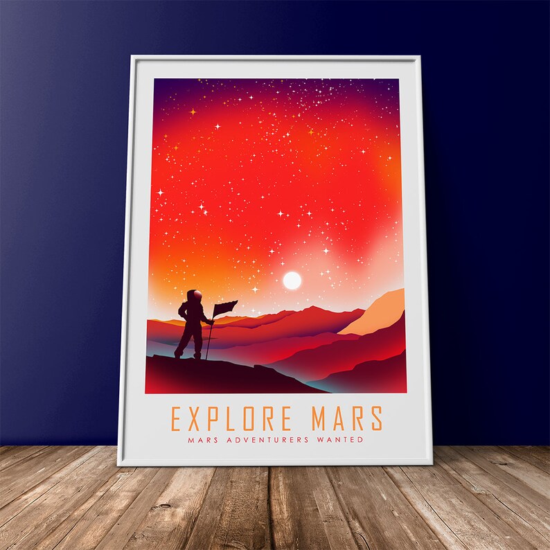 Poster Art Print Set of 3 Space Travel Posters, Explore Mars, Visit ...