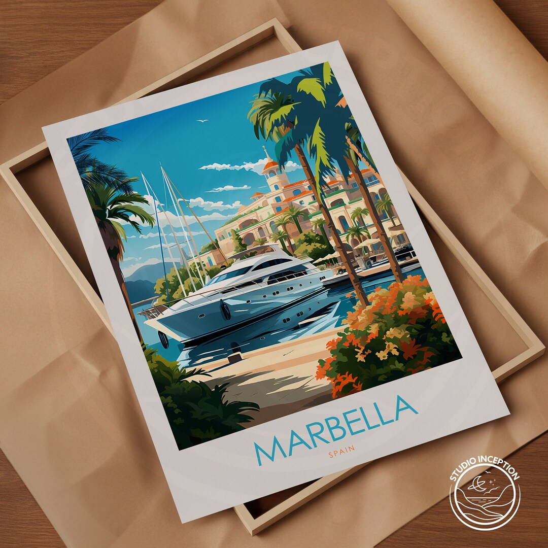 Marbella Travel Print, Spain Poster, Costa Del Sol Wall Art, Custom ...