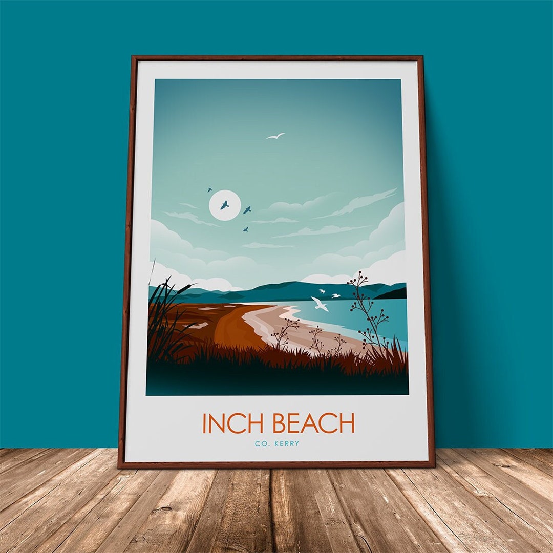 Inch Beach Inch Strand Travel Poster, Ireland Travel Poster, Ireland ...