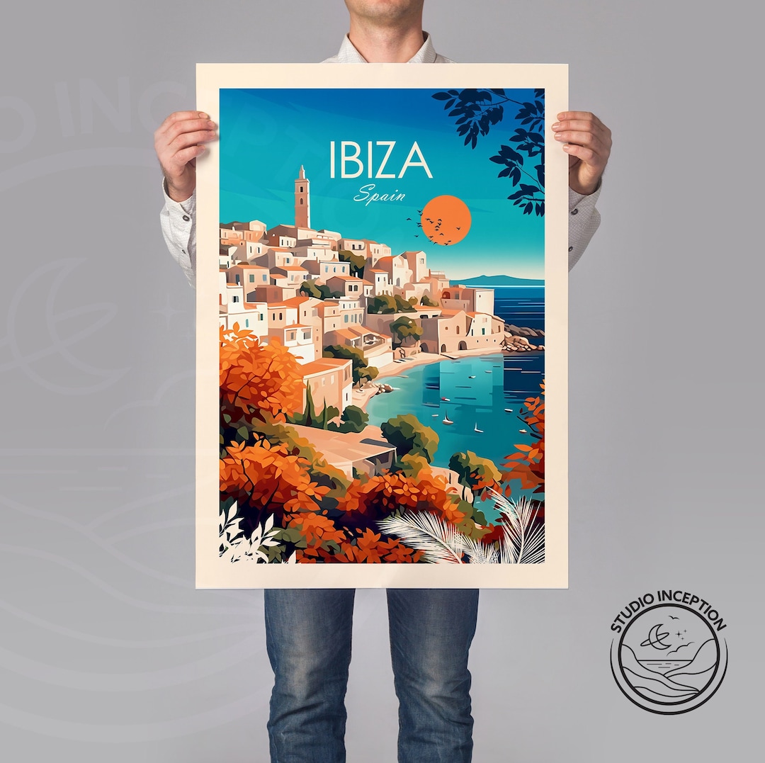 Ibiza Print Wall Art Ibiza Travel Poster Wall Hanging Home Décor Travel Gift Spain Wall Décor ...