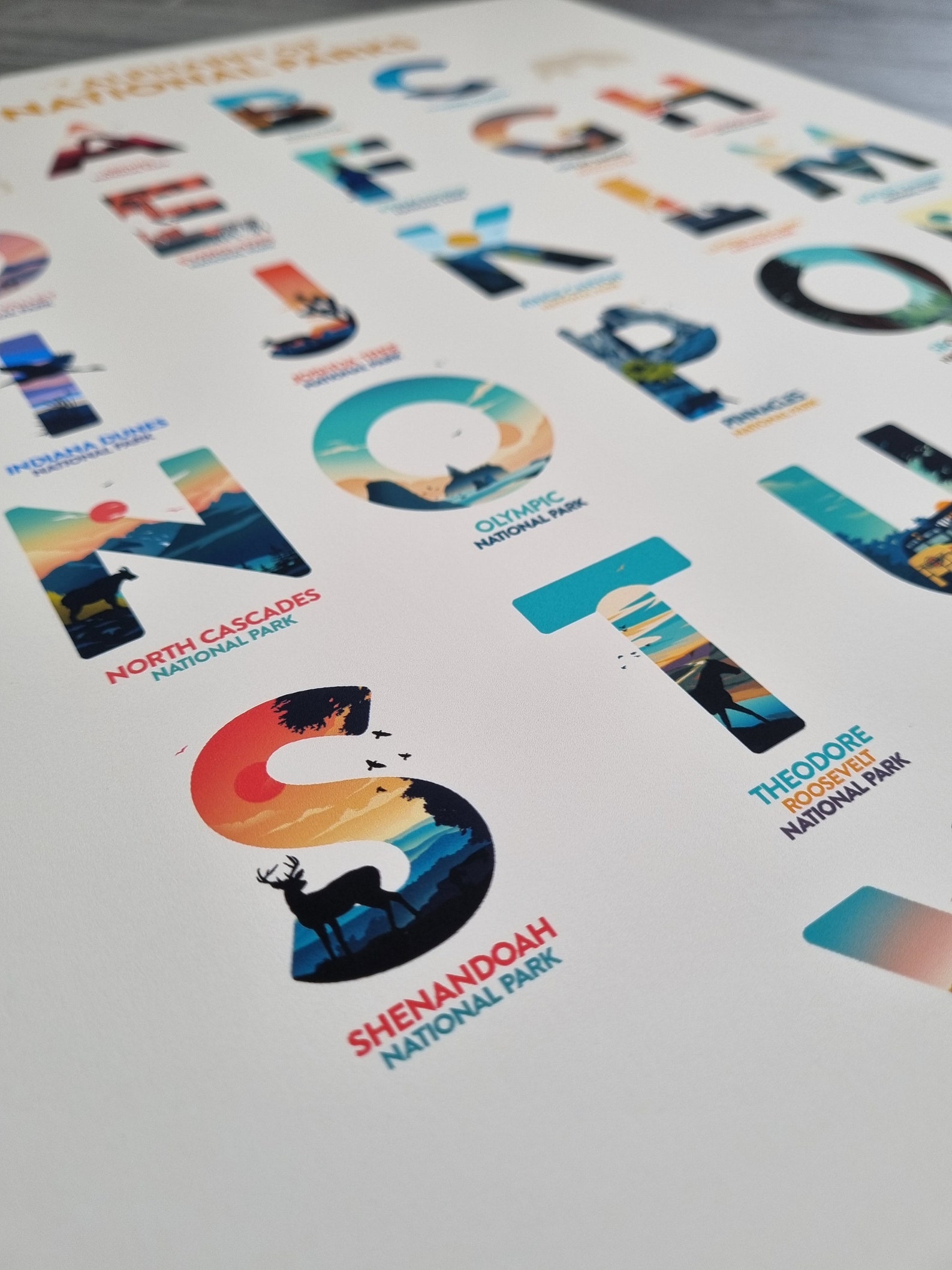 National Park Alphabet Print, Alphabet Poster, National Park Nursery ...