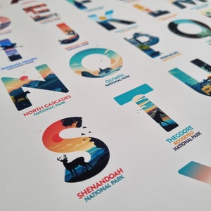 National Park Alphabet Print, Alphabet Poster, National Park Nursery ...