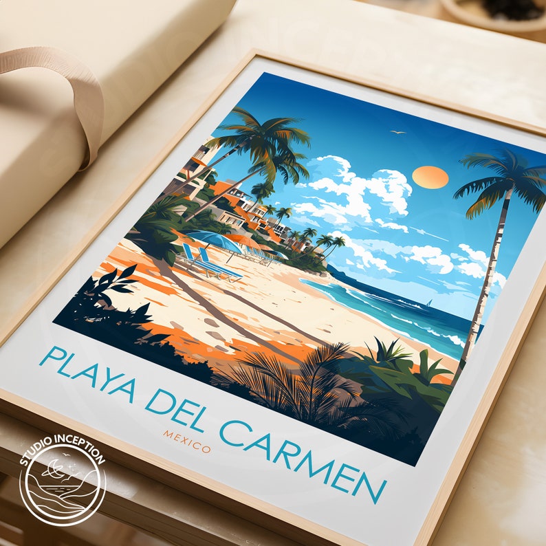Playa Del Carmen Print Mexico Travel Poster, Playa Del Carmen Wall Art ...
