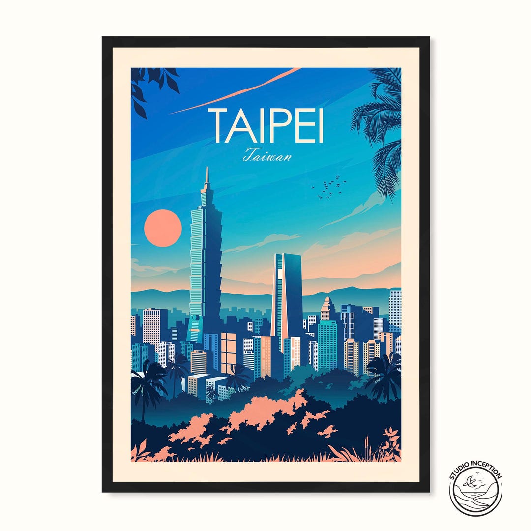 Taipei Taiwan Traditional Travel Print - Taiwan, Taiwan Print, Taipei ...