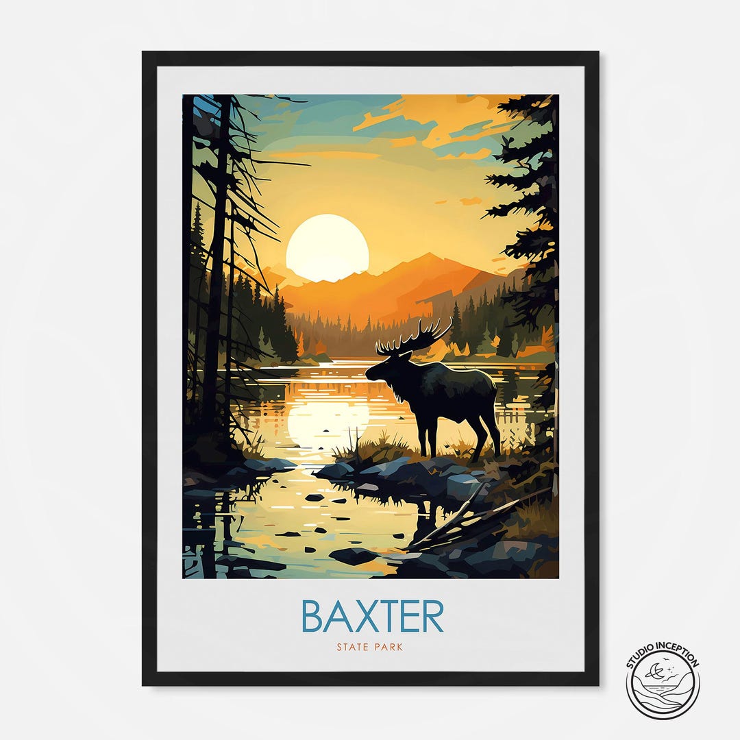 Baxter State Park Art Print Maine Travel Poster Baxter Print ...
