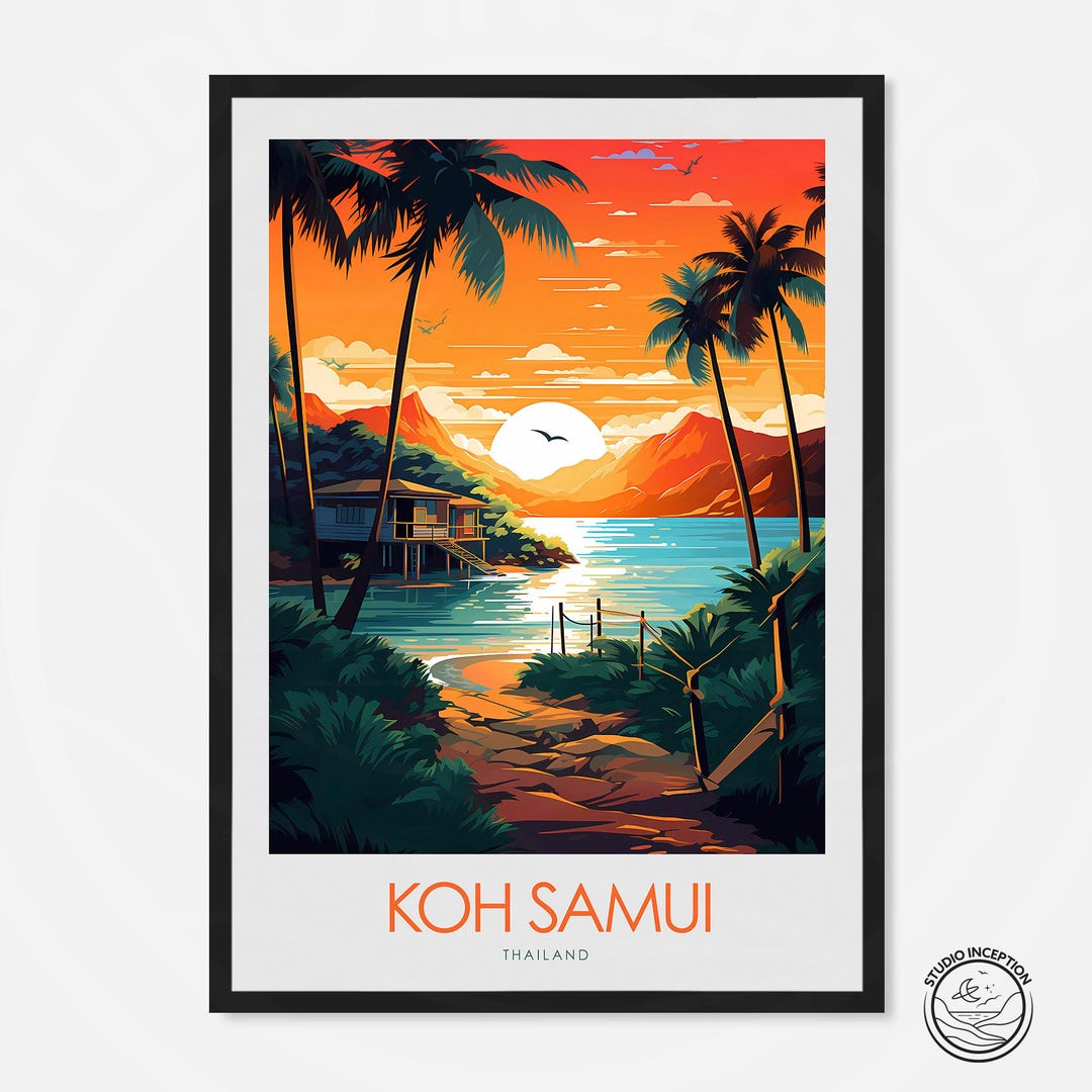 Thailand Koh Samui Print Poster Wall Decor Travel Art Home Decor Travel ...