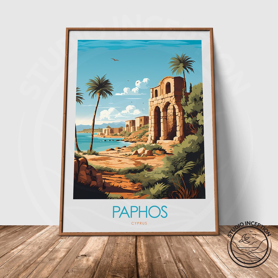 Paphos Minimalist Travel Print Cyprus Poster Wall Art Wall Hanging ...