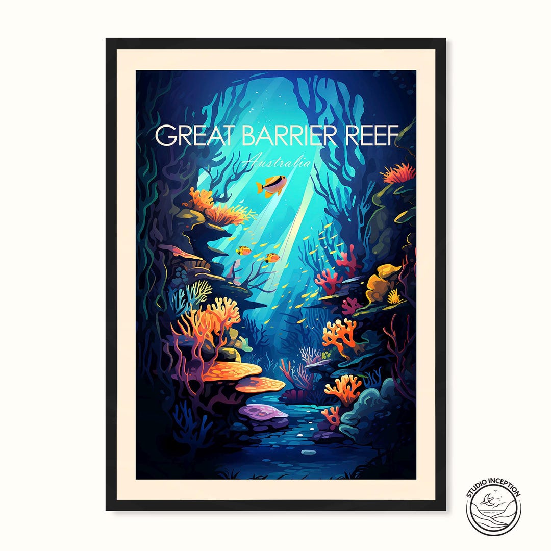 Great Barrier Reef Poster, Australia Travel Print, Travel Gift ...