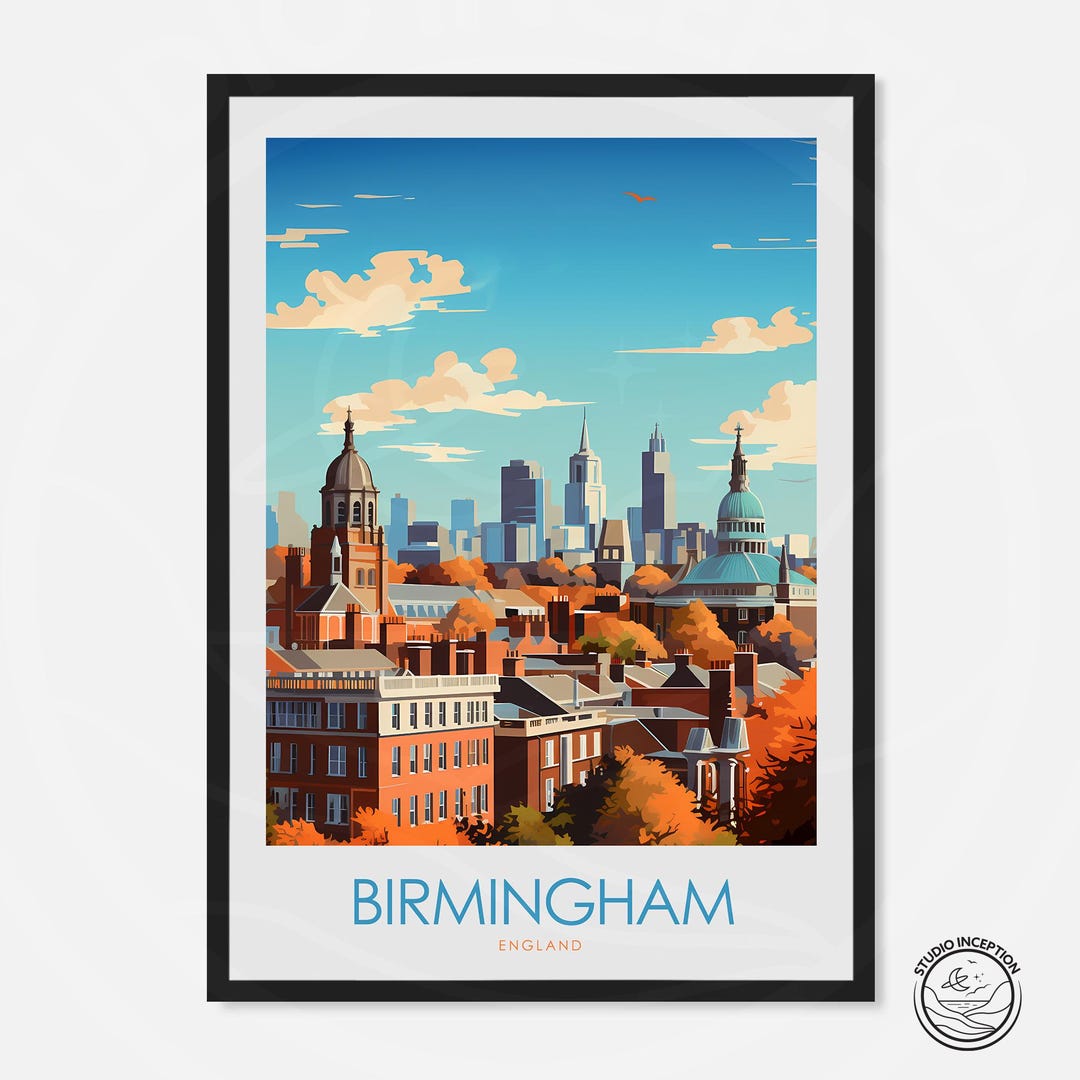 Birmingham City Print Birmingham Travel Poster England Print ...