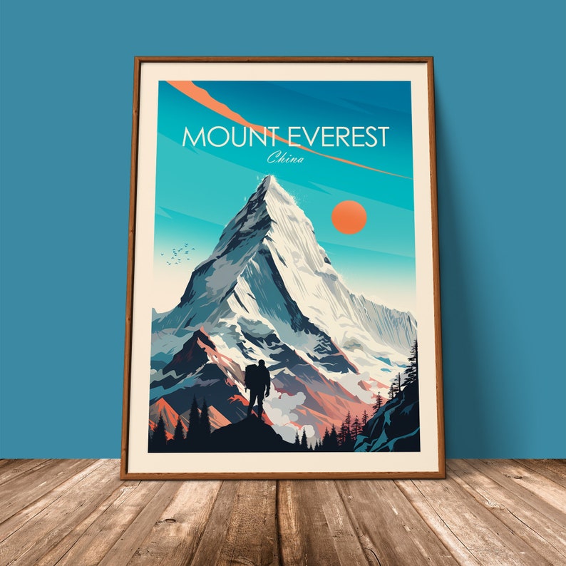 Mount Everest Art Print Travel Poster China Wall Art Wall Hanging Home ...