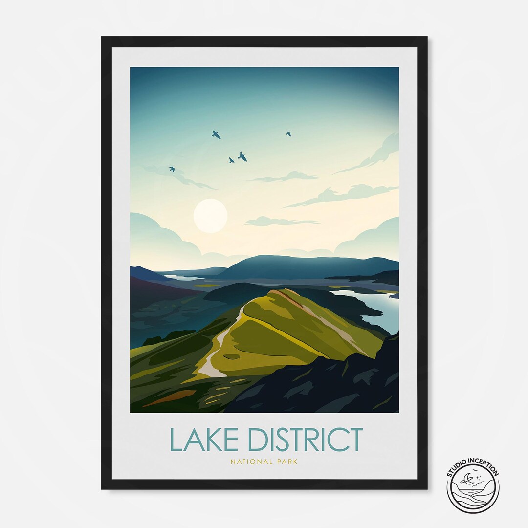 Lake District Print, Catbells, England Art Print Travel Poster National ...