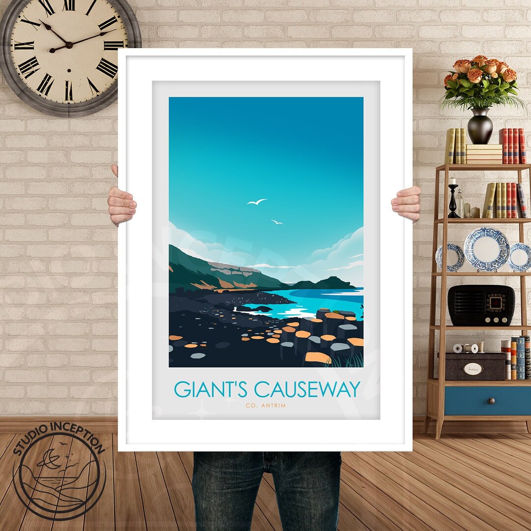Giants Causeway Print, Northern Ireland Travel Print, Travel Poster ...
