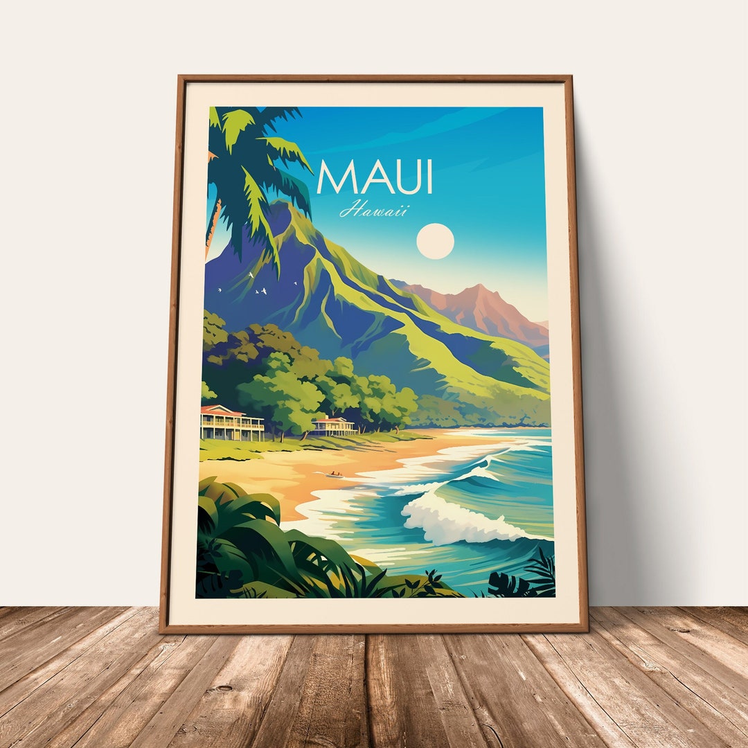 Maui Print Wall Art Maui Travel Print Maui Gift Wall Hanging Home Decor ...