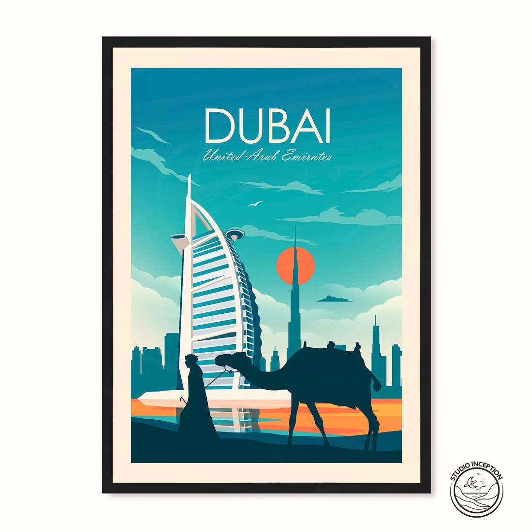 Dubai Art Print Featuring Burj Al Arab, Dubai Travel Poster UAE Print ...