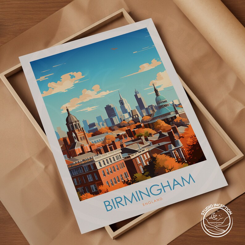 Birmingham City Print Birmingham Travel Poster England Print ...