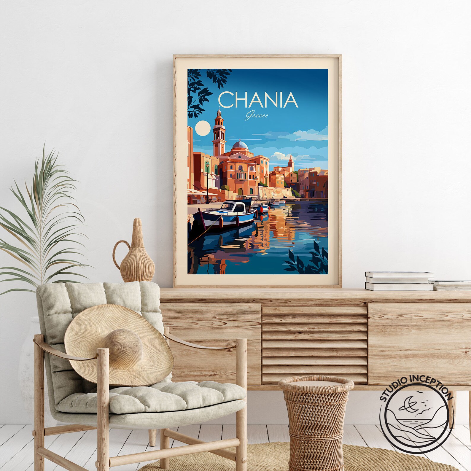 Chania Traditional Print, Crete Poster, Greece Wall Art Wall Hanging ...