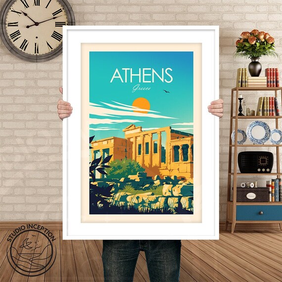Greece Print Athens Poster Acropolis Art Print Parthenon | Etsy