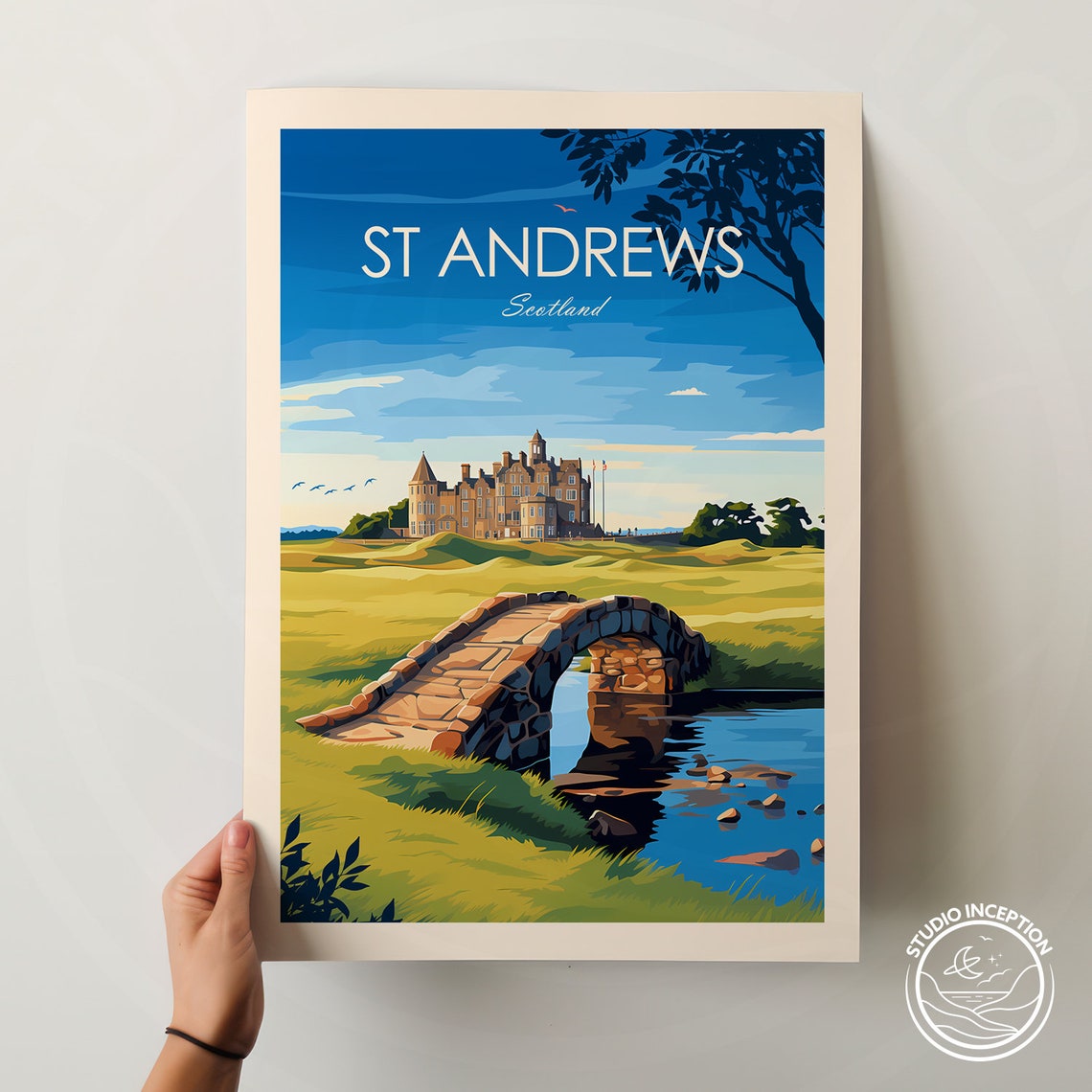 St Andrews Golf Gift Scottish Golf Course Print St Andrews Poster With ...