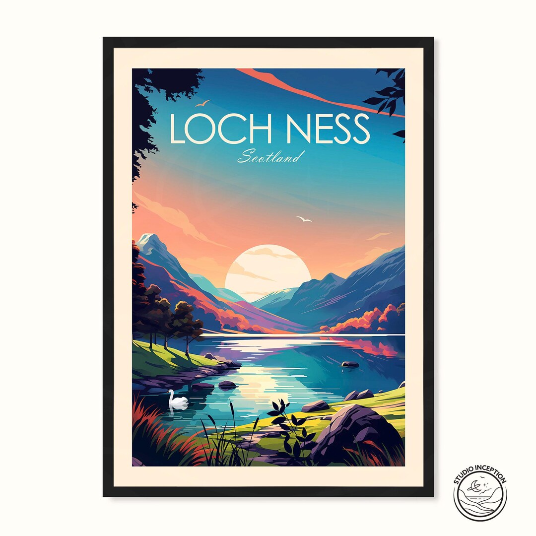 Loch Ness Travel Print Loch Ness Poster Scotland Home Decor Loch Ness ...