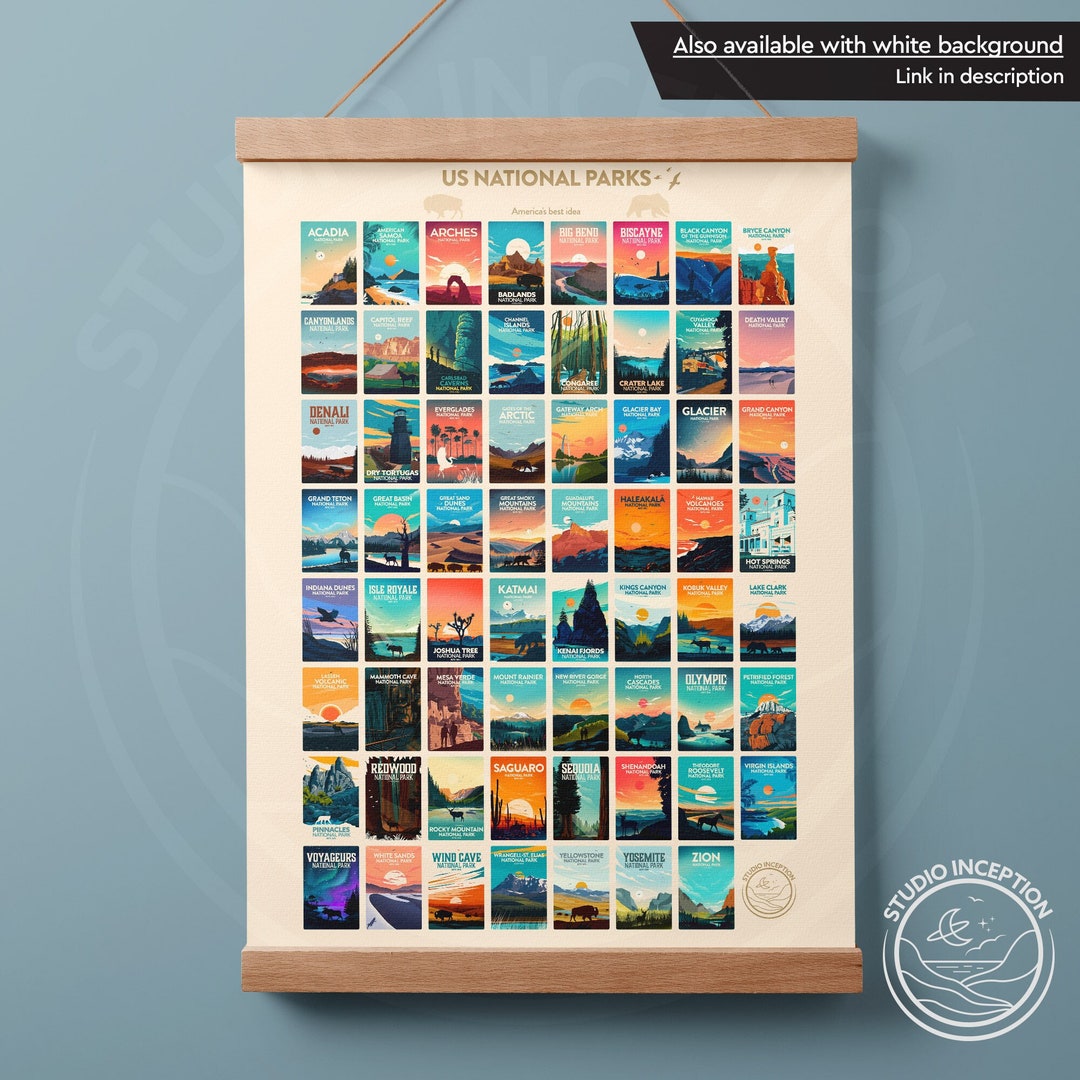The Ultimate 63 US National Park Poster, Travel Poster Travel Gift Home ...