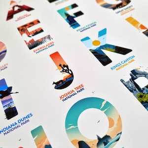 National Park Alphabet Print, Alphabet Poster, National Park Nursery ...