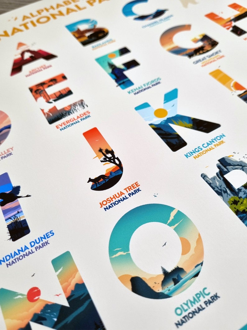 National Park Alphabet Print Alphabet Poster National Park - Etsy