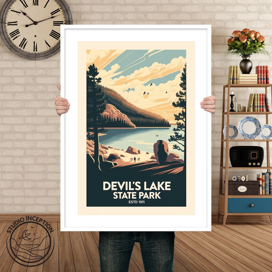 Devils Lake State Park Travel Poster Travel Print Home Decor Wisconsin ...