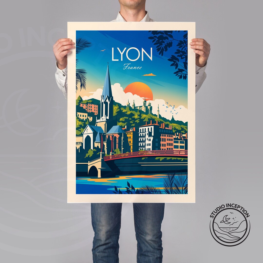Lyon Print France Travel Poster Lyon Poster France Print by - Etsy