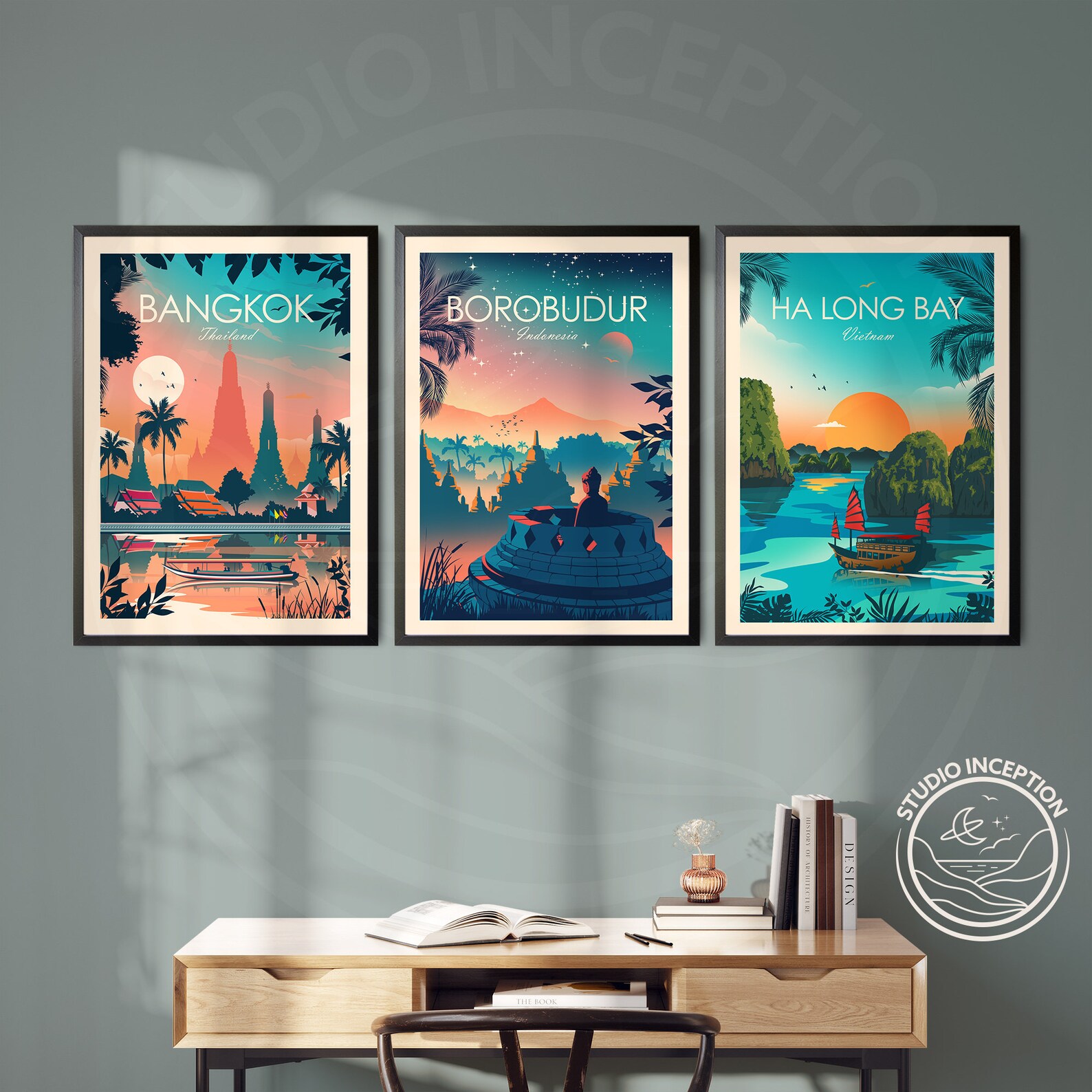 Borobudur Print Poster, Borobudur Temple, Indonesia Print, Wall Art ...