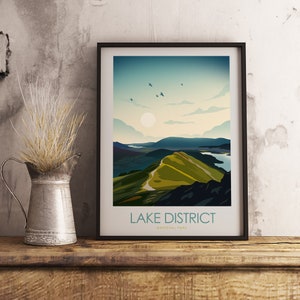 Lake District Print, Catbells, England Art Print Travel Poster National ...