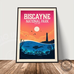 National Park Poster Print of Biscayne | Biscayne National Park Print ...