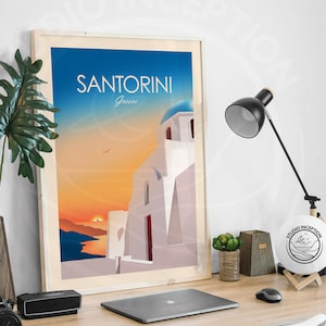 Santorini Sunset Print, Greece Art Print Travel Poster, Travel Print ...
