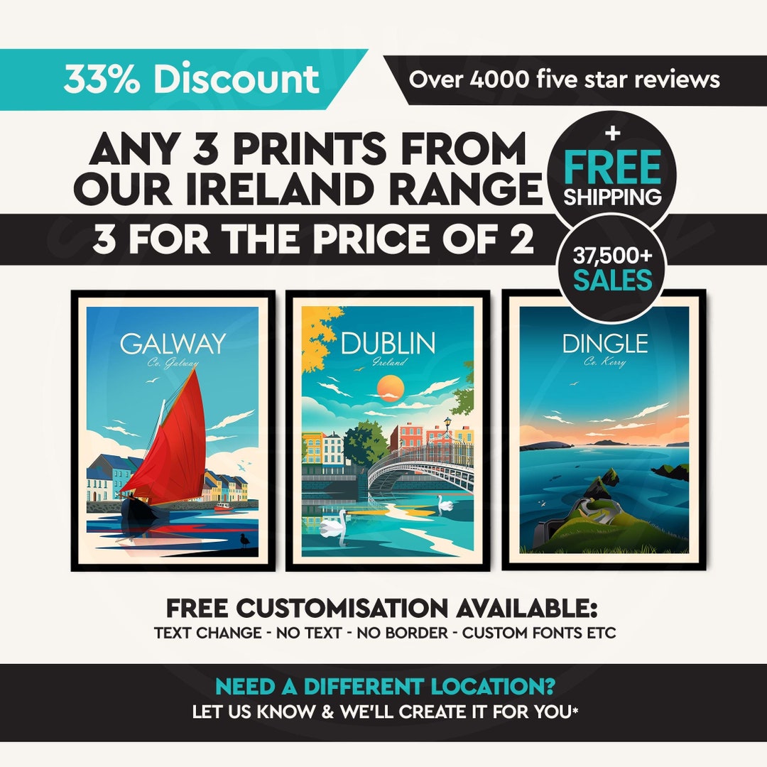 Ireland Prints Set, Any Irish Location Travel Prints, Ireland Posters ...