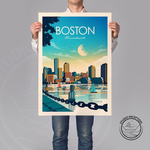 Boston Print Boston Poster Massachusetts Print Boston Wall - Etsy