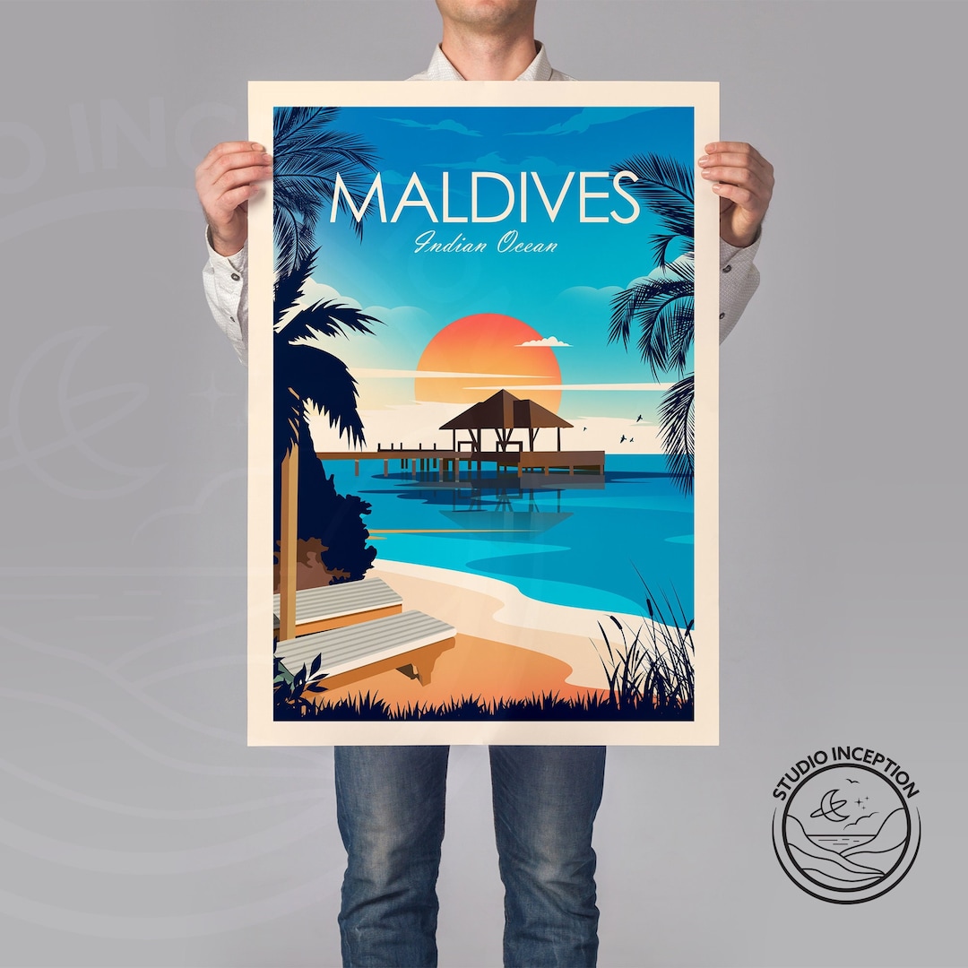 Maldives Poster Maldives Print Maldives Art Maldives Travel Print Wall ...